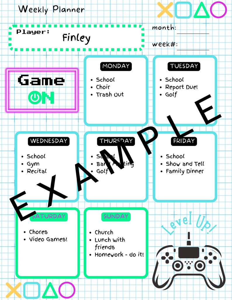 Video Game Themed Weekly Planner - Etsy