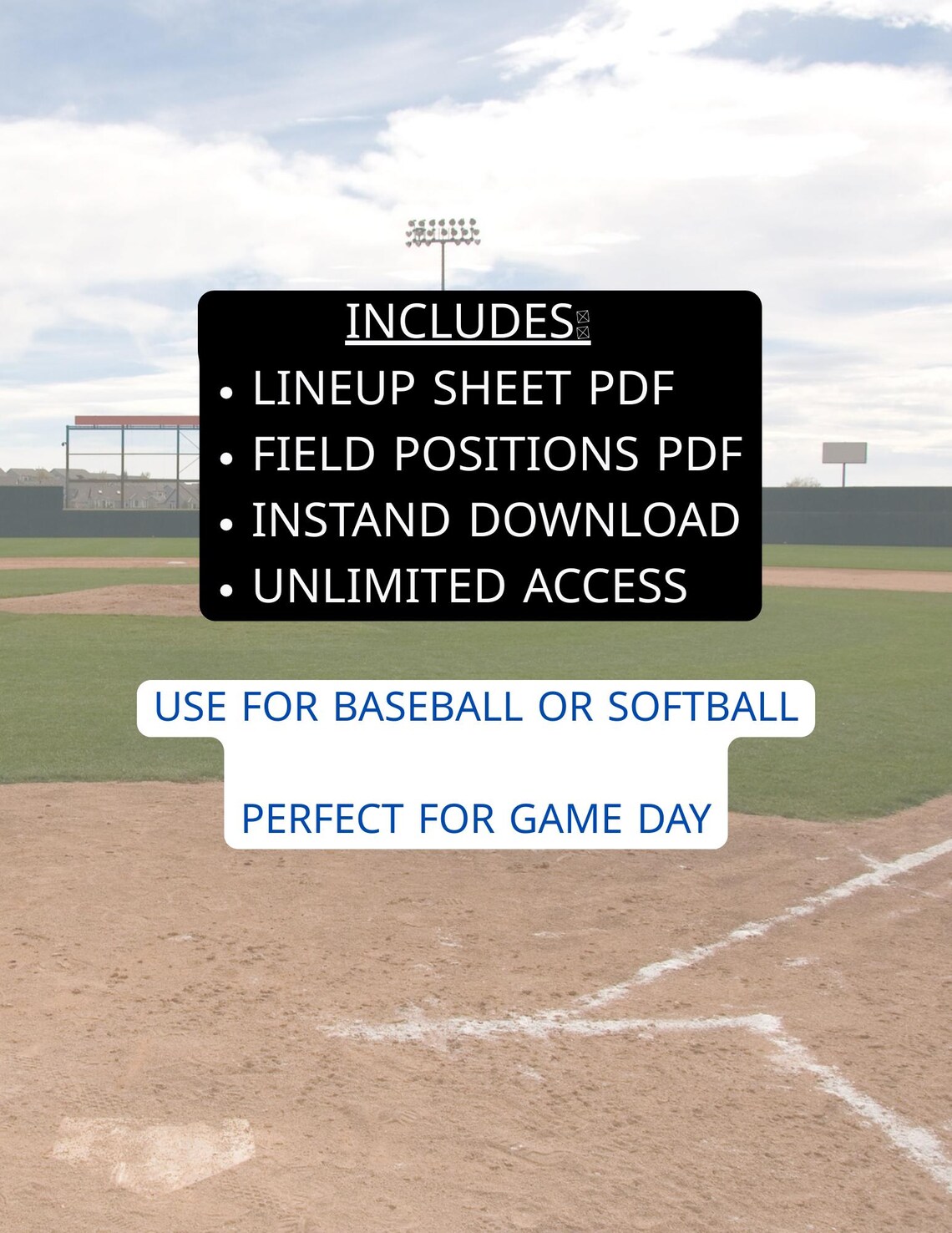 Printable Lineup for Baseball or Softball - PDF Download - Field ...