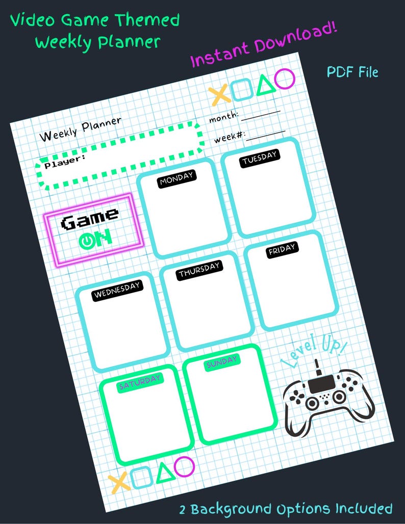 Video Game Themed Weekly Planner - Etsy