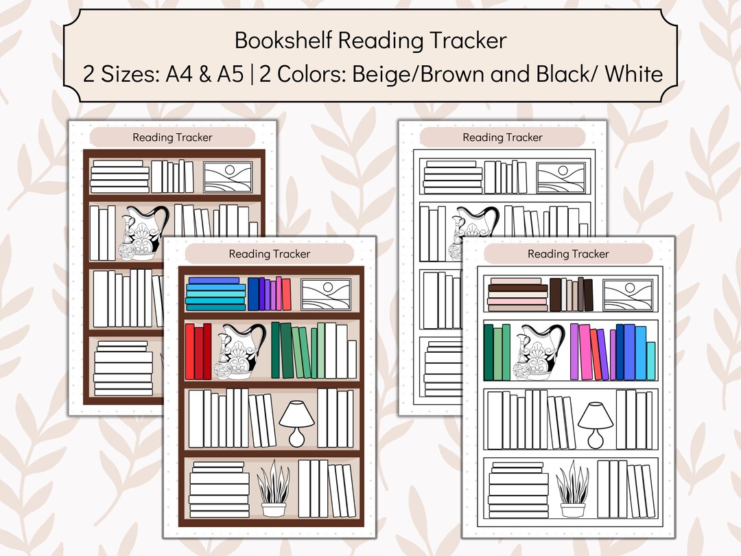 Book Reading Tracker, Printable Bookshelf Tracker, Reading Journal ...