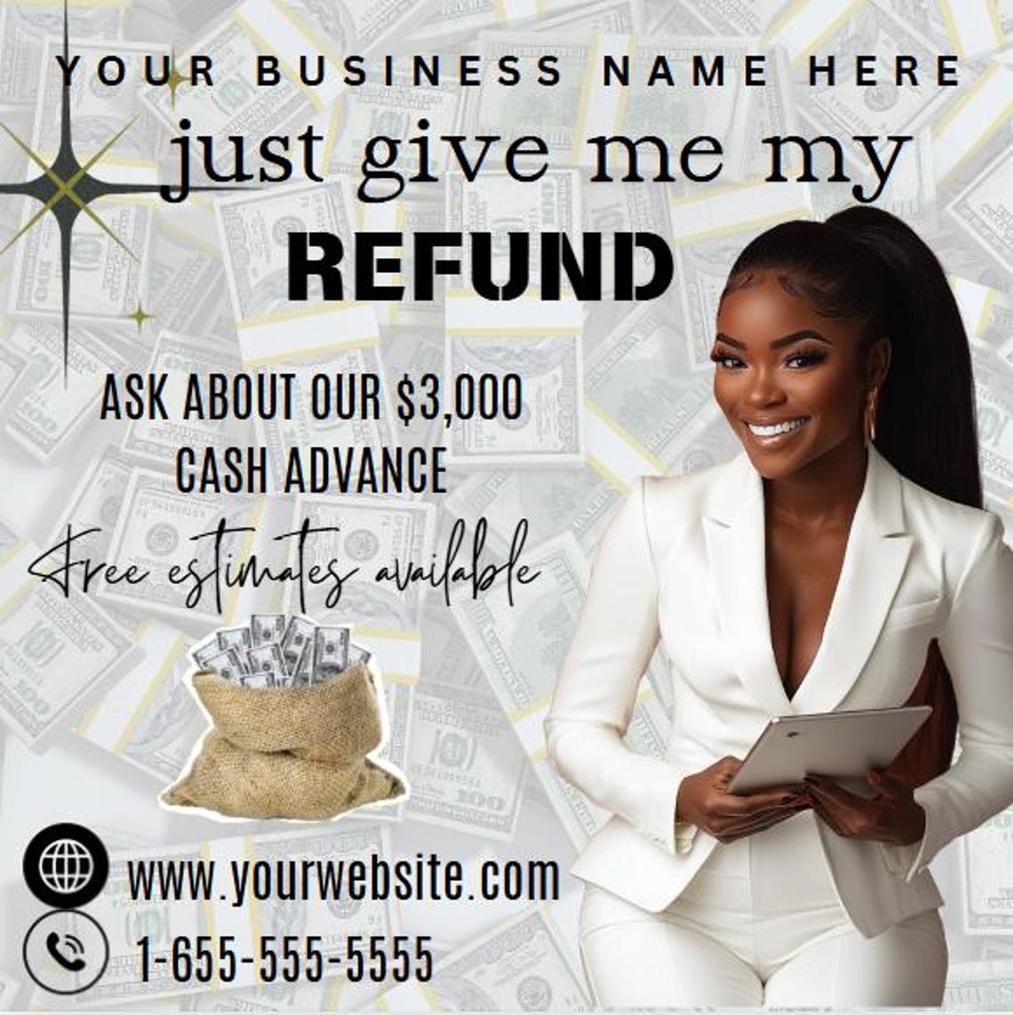 Tax Refund Flyer Template: Editable Canva Design (digital Download ...