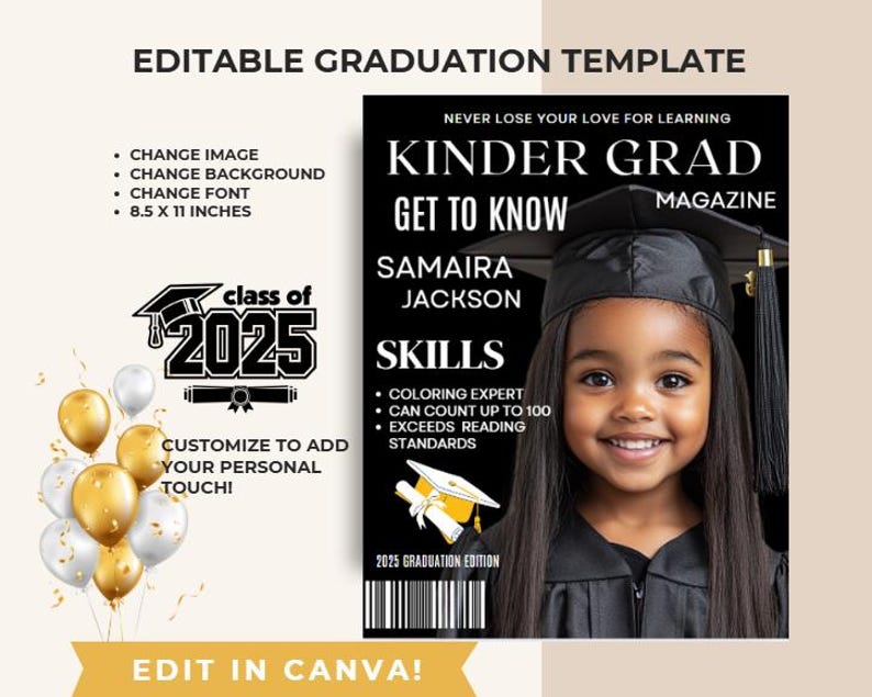 Kindergarten Graduation Flyer Template: Customizable Canva Design ...