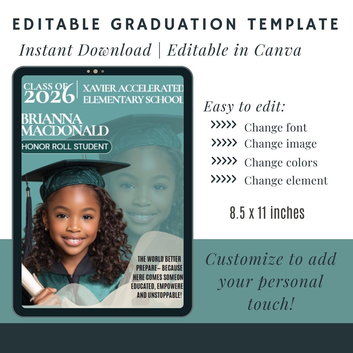 Kindergarten Graduation Template: Customizable Canva Design (8.5x11 ...