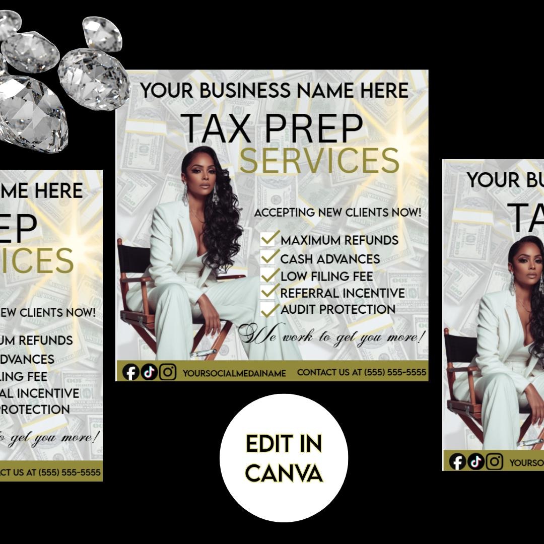Tax Refund Flyer: Editable Canva Design (digital Download), Business ...