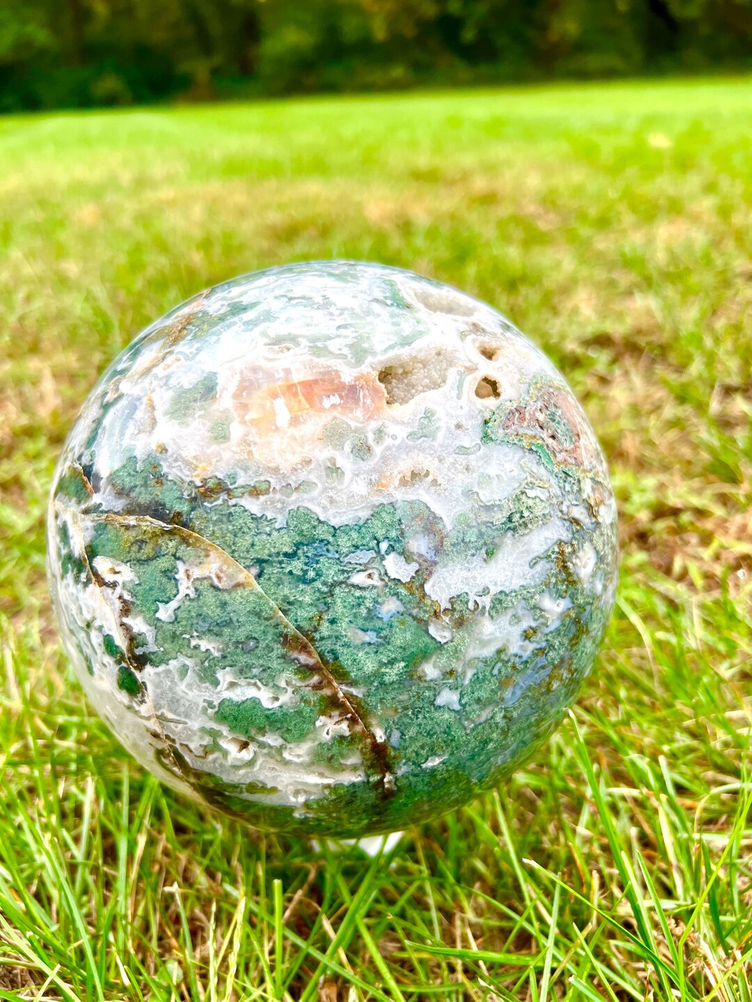Large Moss Agate Sphere - Stunning 6.5-inch Healing Crystal Ball - Etsy