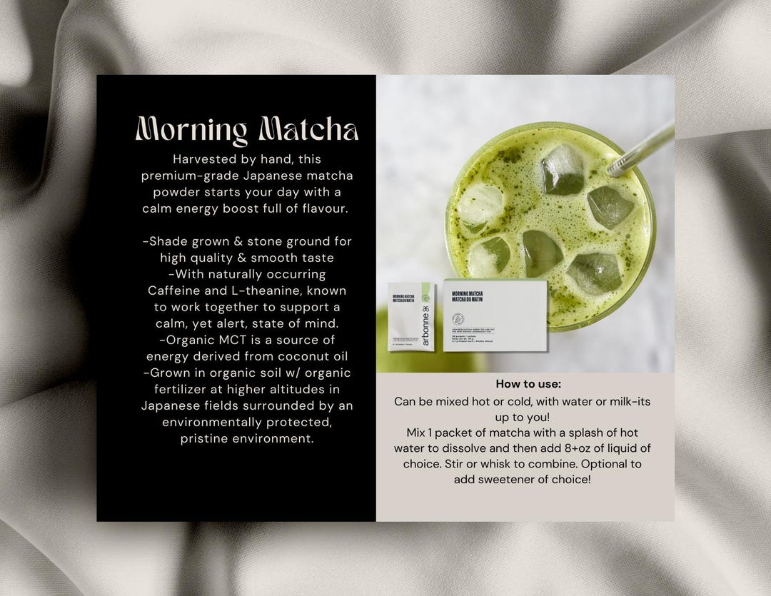 Arbonne Matcha Sample Card Template - Etsy