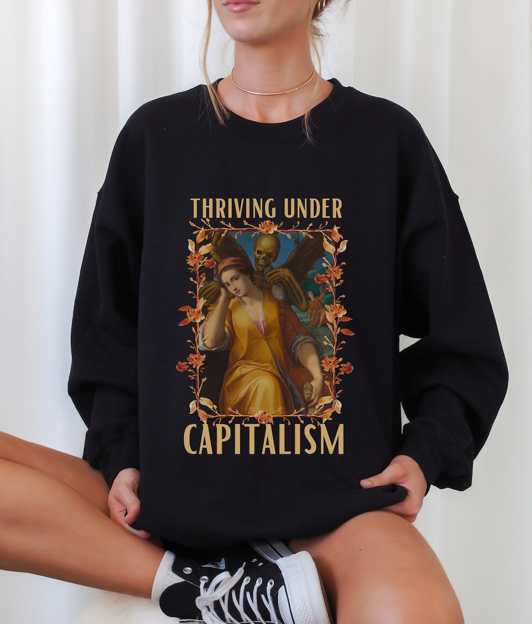 Thriving Under Capitalism Art Sweatshirt, Feminist Apparel, Classical ...