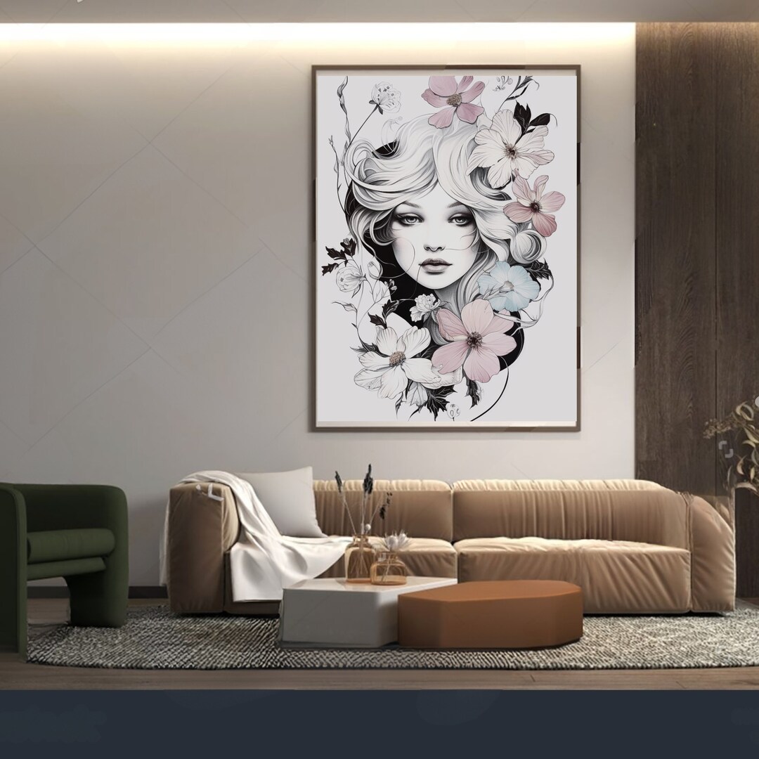 Abstract Face Wall Art Printable 04, Female Figure Digital Art, These ...
