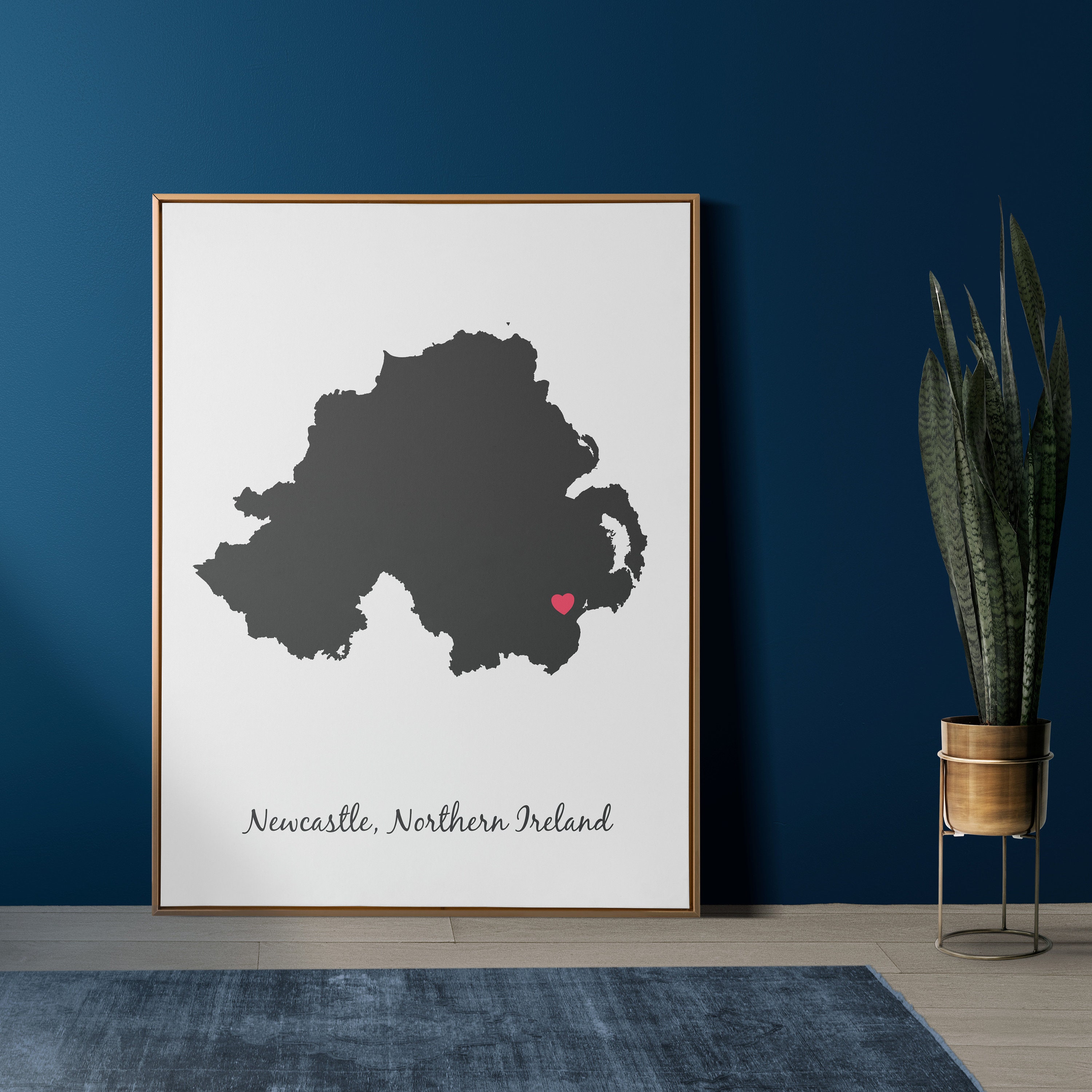 Personalised Map of Northern Ireland With a Heart Located in Your City ...