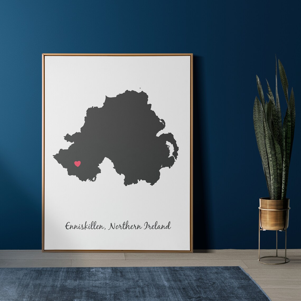 Personalised Map of Northern Ireland With a Heart Located in Your City ...