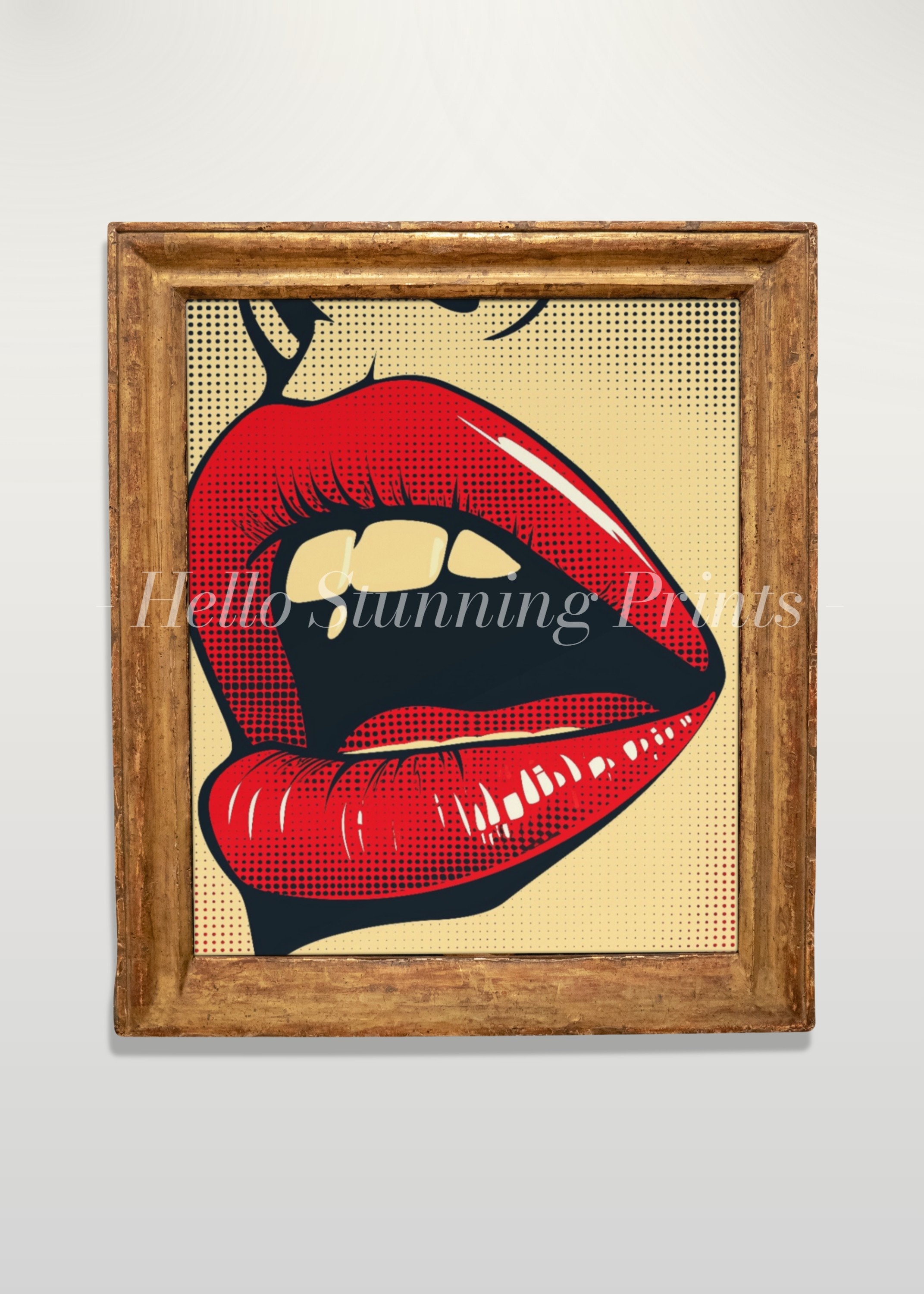 Red Lips Pop Art Wall Art Modern Decor Pop Culture Art Modern Pop Art ...