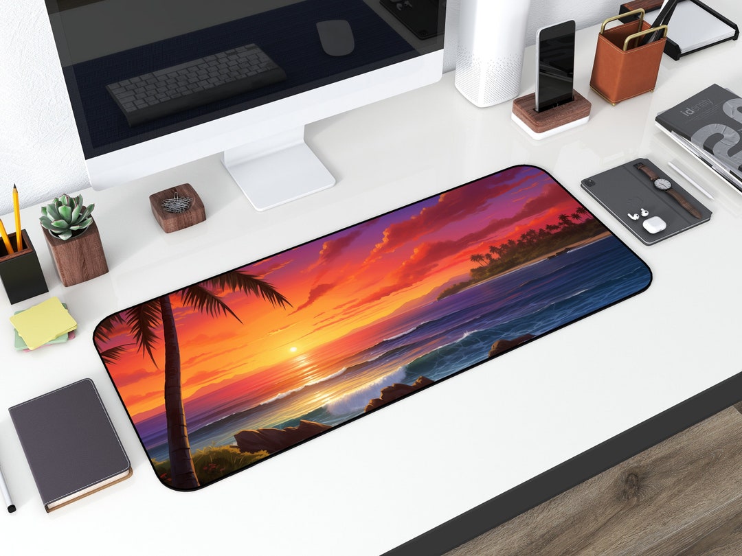 Tropical Sunset Desk Mat, Gamer Deskmat, Tropical Wallpaper, Cute Desk ...
