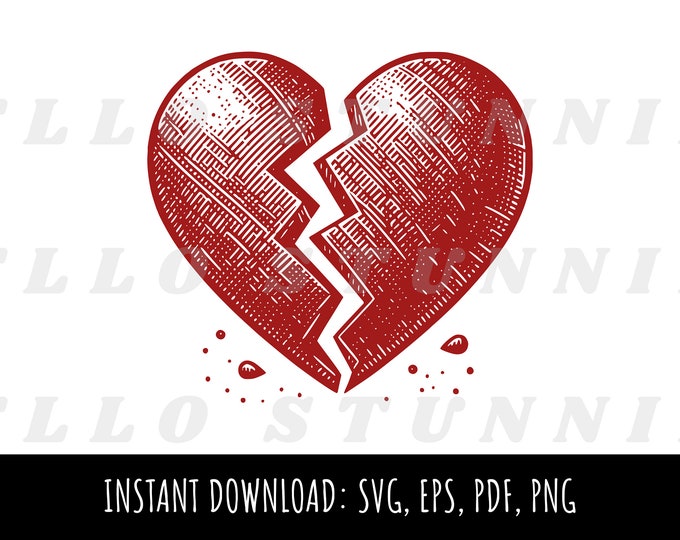 Broken Heart Svg, Heart Png, Heart Pdf, Open Heart Svg, Distressed ...