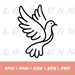Doves Svg, Dove Vector, Dove Clipart, Dove Line Art Svg, Flying Bird ...