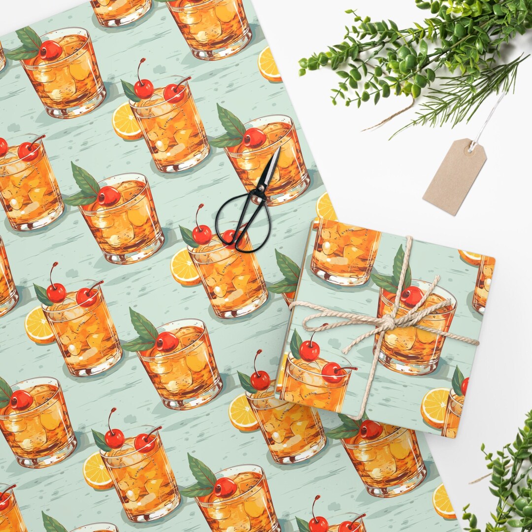 Old Fashioned, Cocktail, Birthday Wrapping Paper, Christmas Wrapping ...