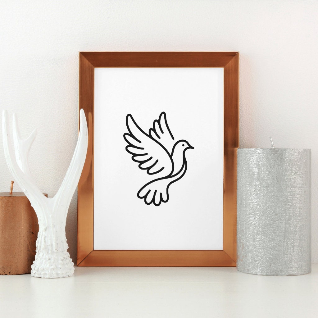 Doves Svg, Dove Vector, Dove Clipart, Dove Line Art Svg, Flying Bird ...