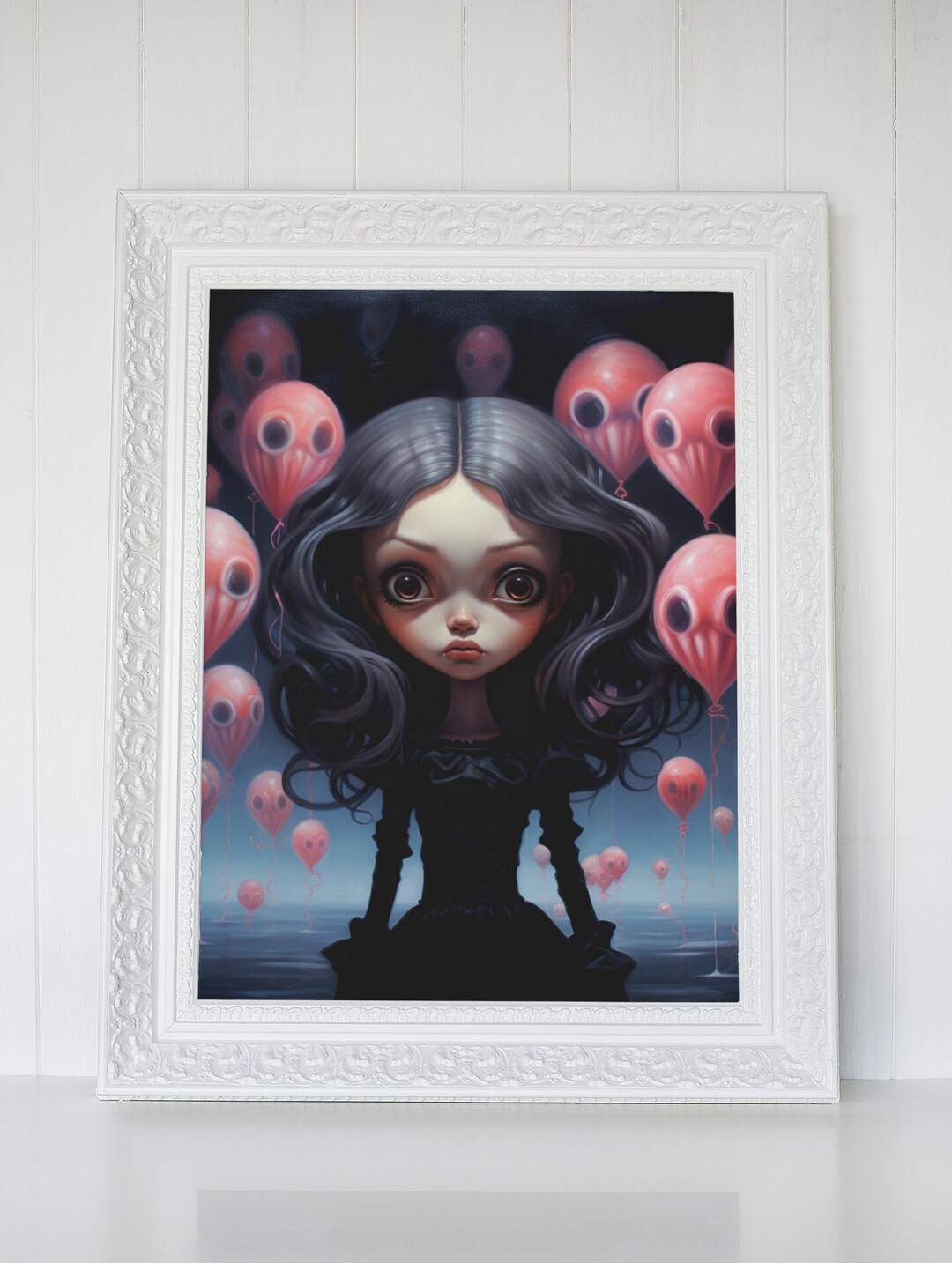 Pop Surrealism Girl Painting - Big Eyes Girl, Creepy Cute Art, Lowbrow ...