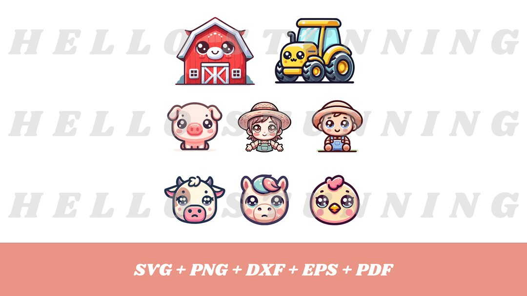Cute Farm Clipart, Farm Animal SVG Bundle, Farm Animals Clipart, Baby ...