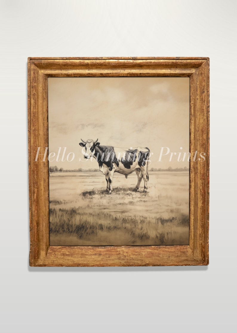 Cow Painting Rustic Farmhouse Decor Digital Art Rustic Landscape Printable Digital Download ...