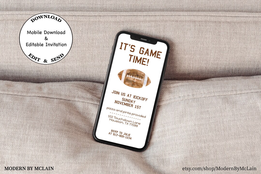 Football Party Invitation | Game Day Invite | Editable Template ...