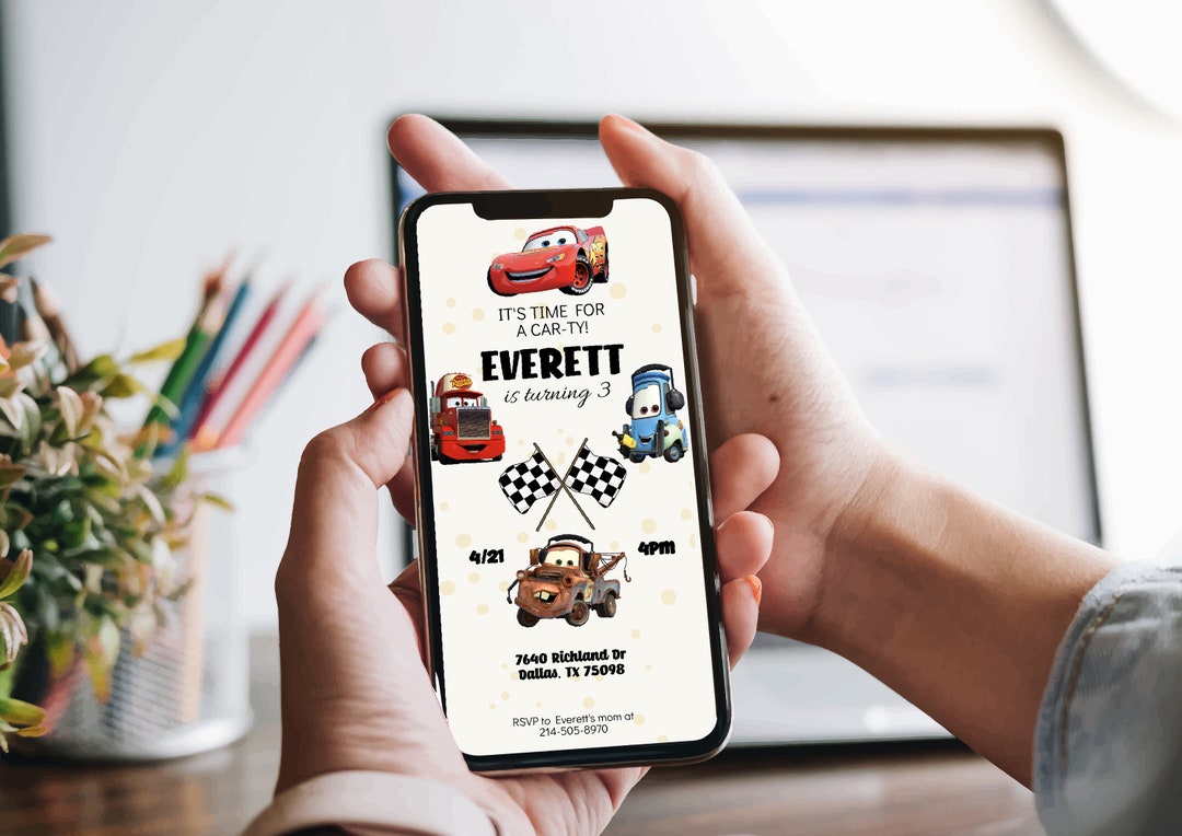 Cars Theme Birthday Party Invitation | Kids Birthday | Mobile ...