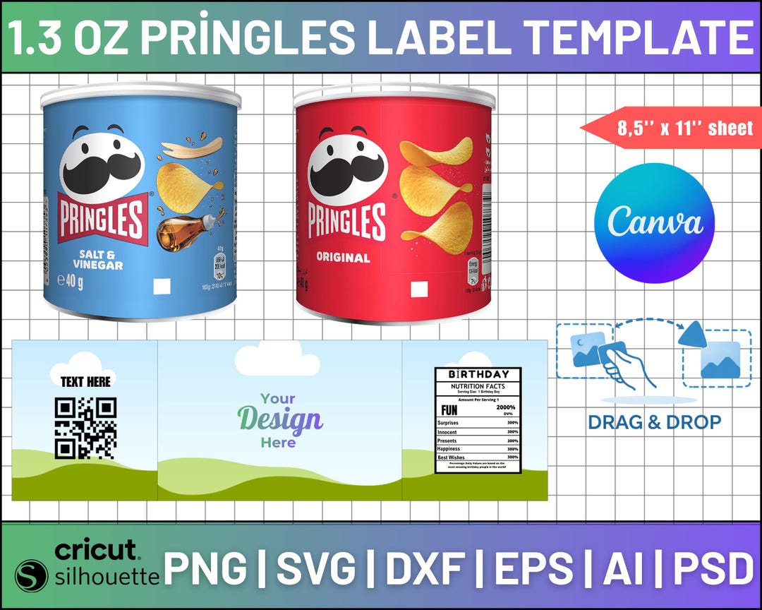 1.3oz Pringles Label Template, Pringles Template, Chip Can Label ...