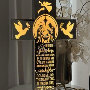 Exclusive LED Nativity Cross – Mirror Acrylic Face & Solid Wood ...