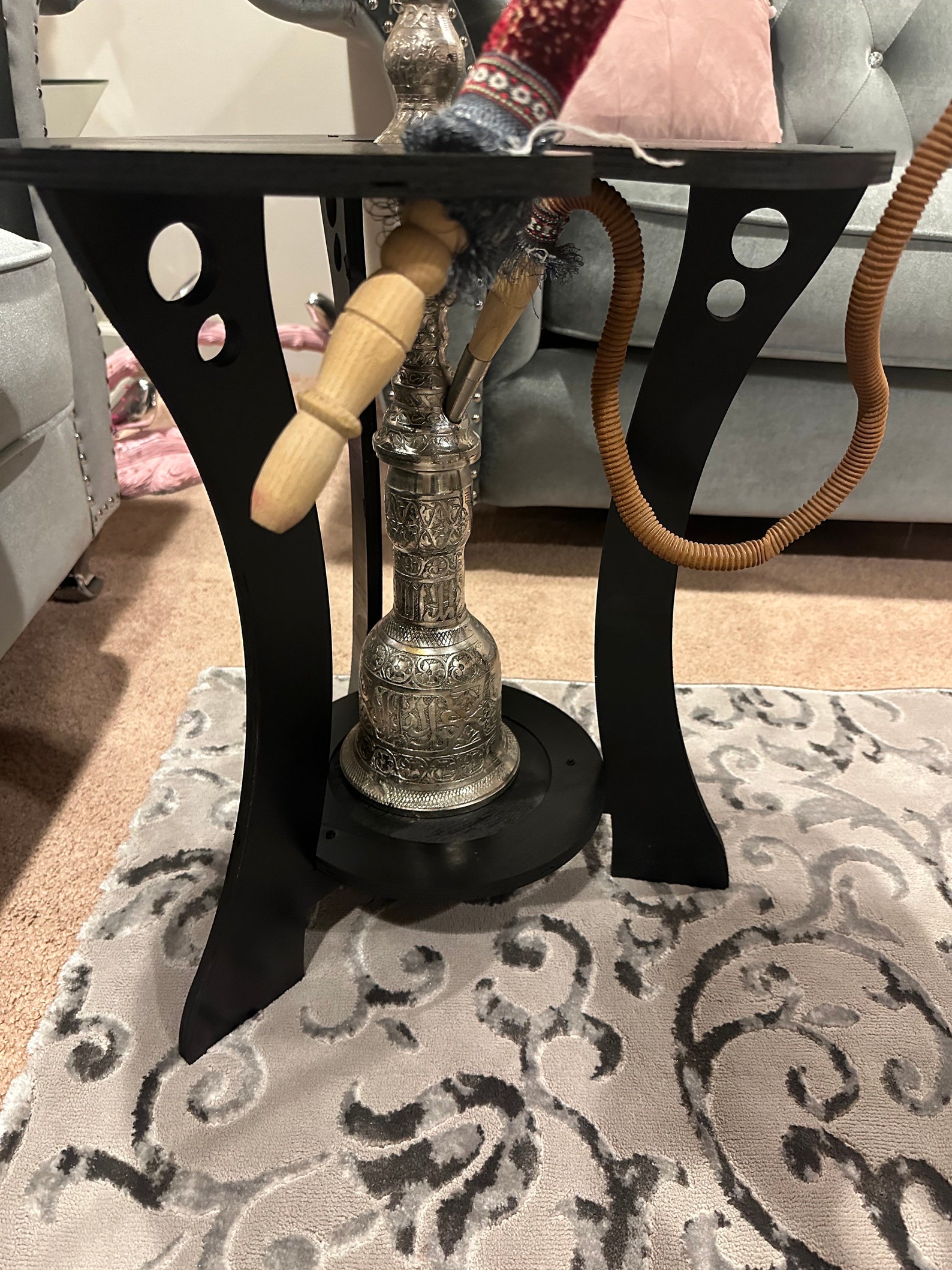 Hookah Table | Shisha Stand With Hose Holders | Wooden End Table for ...