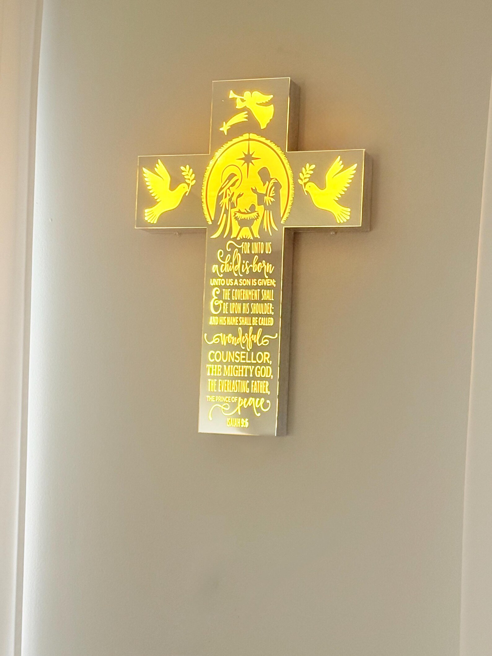 Exclusive LED Nativity Cross – Mirror Acrylic Face & Solid Wood ...