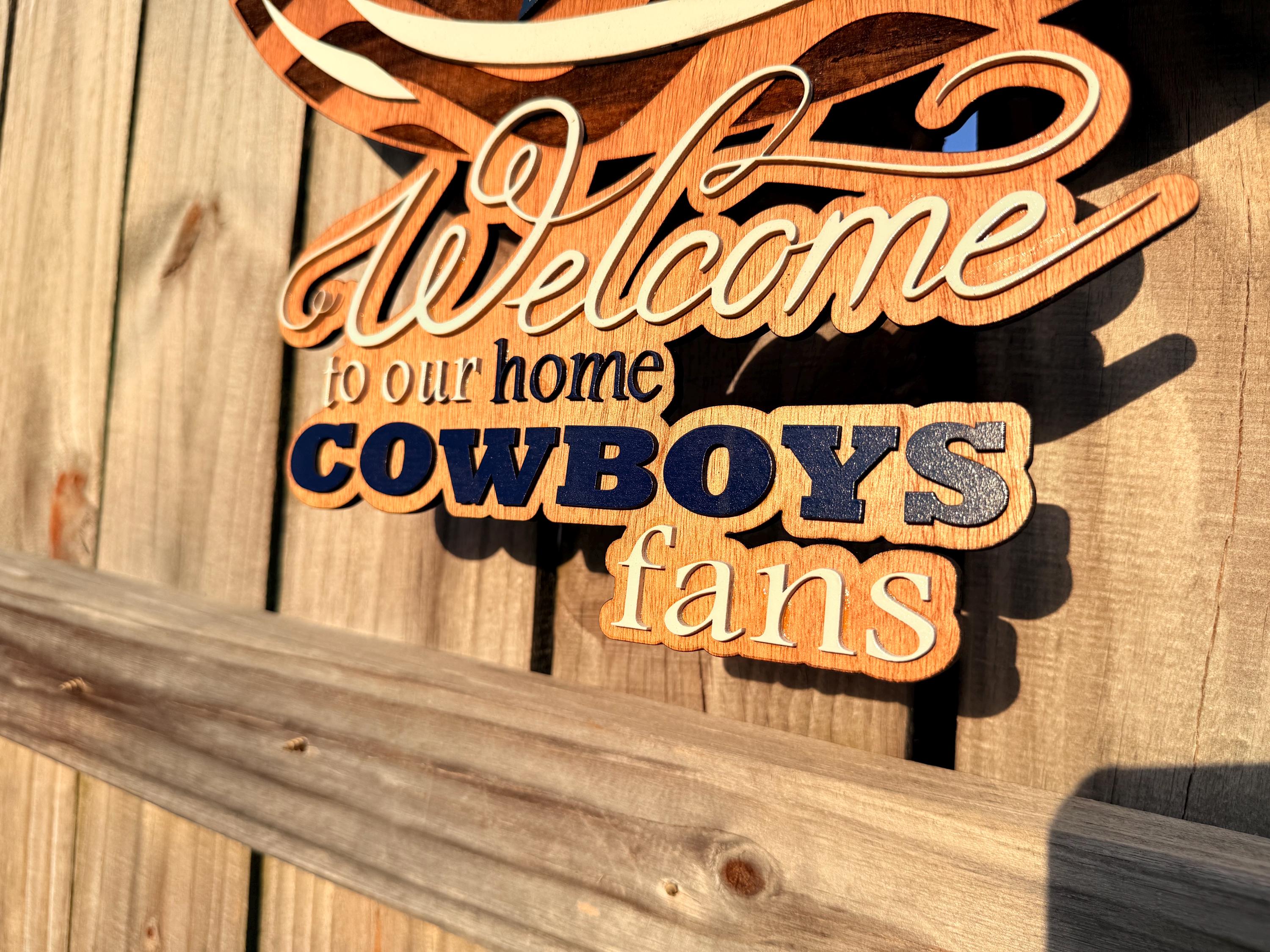 Handmade Cowboys Welcome Sign – Wooden Football Wall Décor | 18” 22” 35 ...