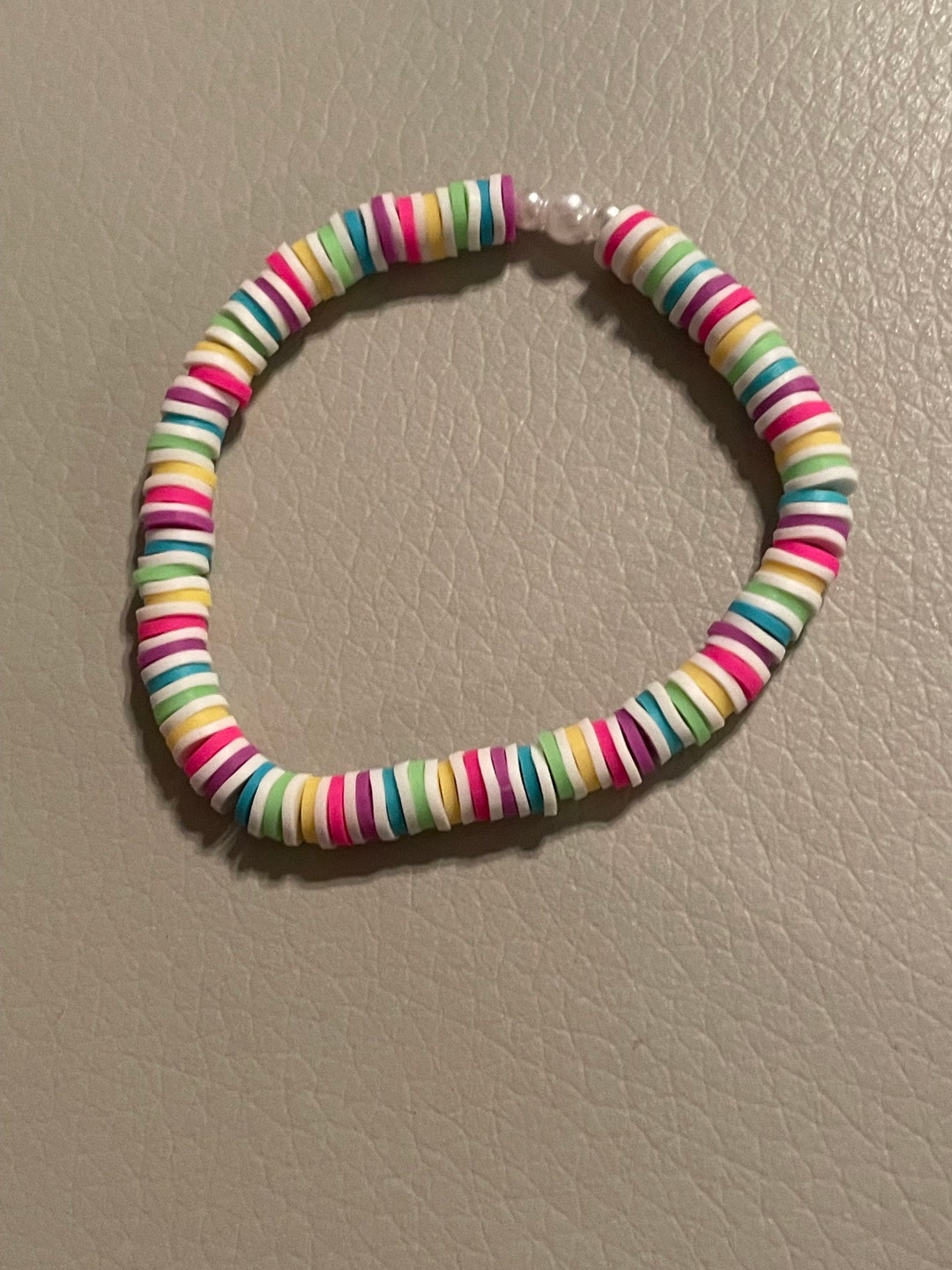 Preppy Rainbow Pearl Clay Bead Bracelet - Etsy