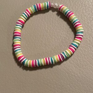 Preppy Rainbow Pearl Clay Bead Bracelet - Etsy