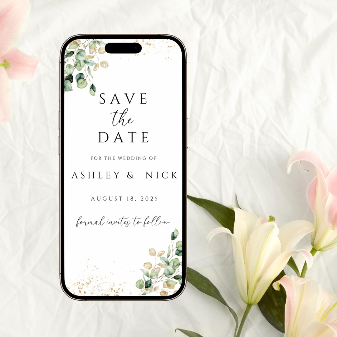 Save the Date Digital Invitation | Editable Wedding Evite Canva ...