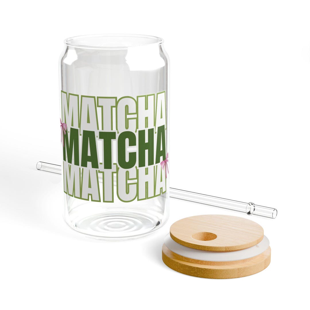 Matcha Floral Sipper Glass | Aesthetic Iced Matcha Cup | Tea Lover Gift ...