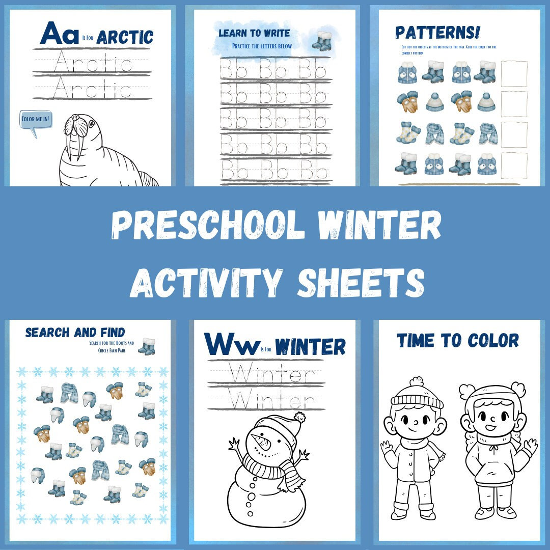 Preschool Winter Activity Sheets - Etsy Australia