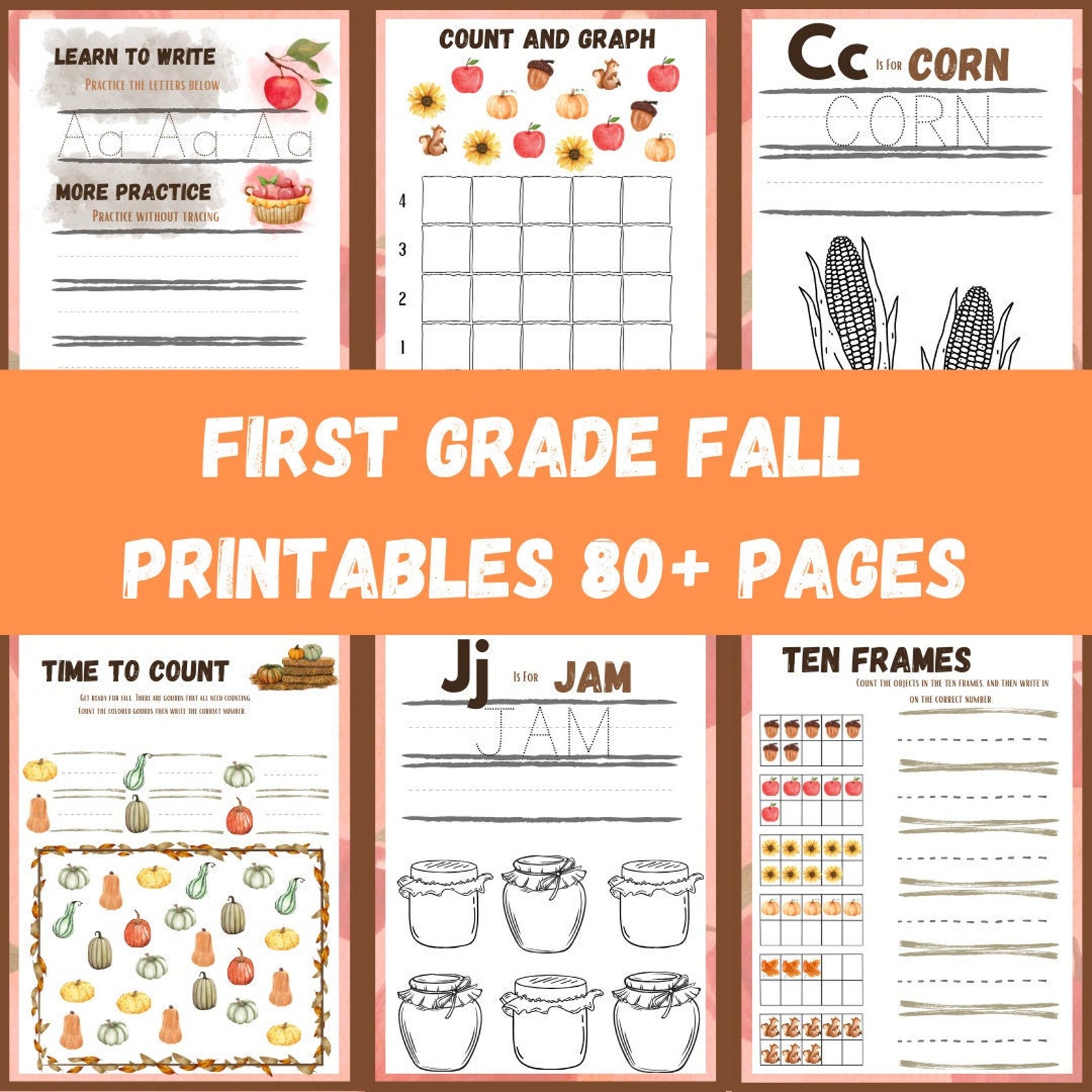First Grade Fall Activity Worksheets - Etsy