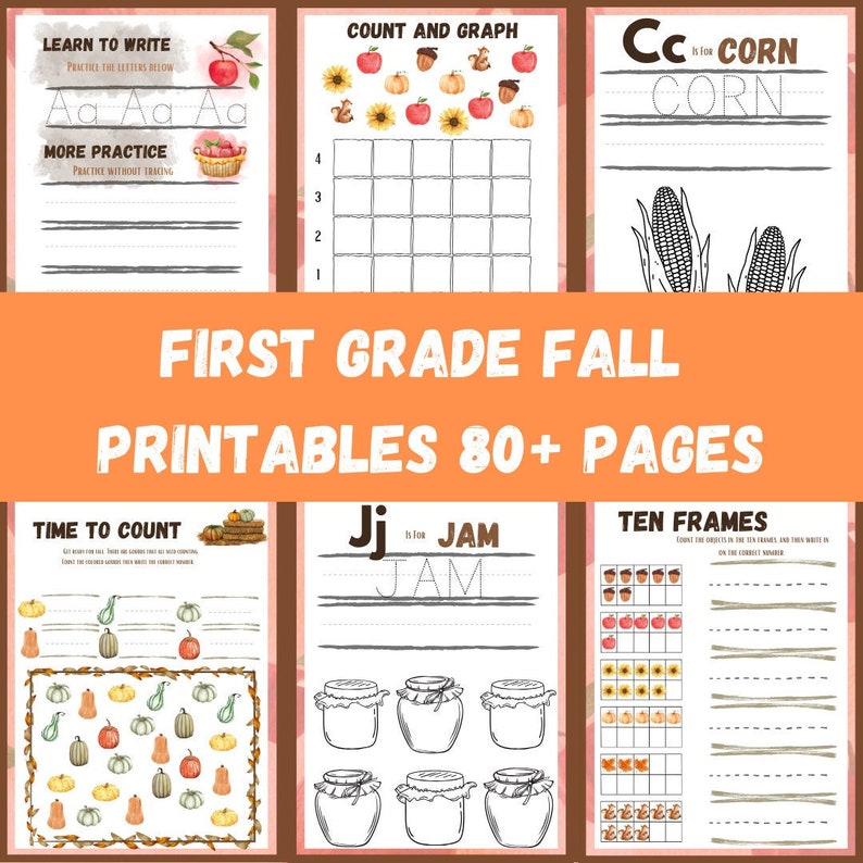 First Grade Fall Activity Worksheets - Etsy
