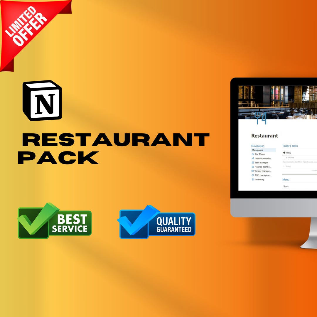 Restaurant Management Notion Template | Menu, Orders & Staff Scheduler ...