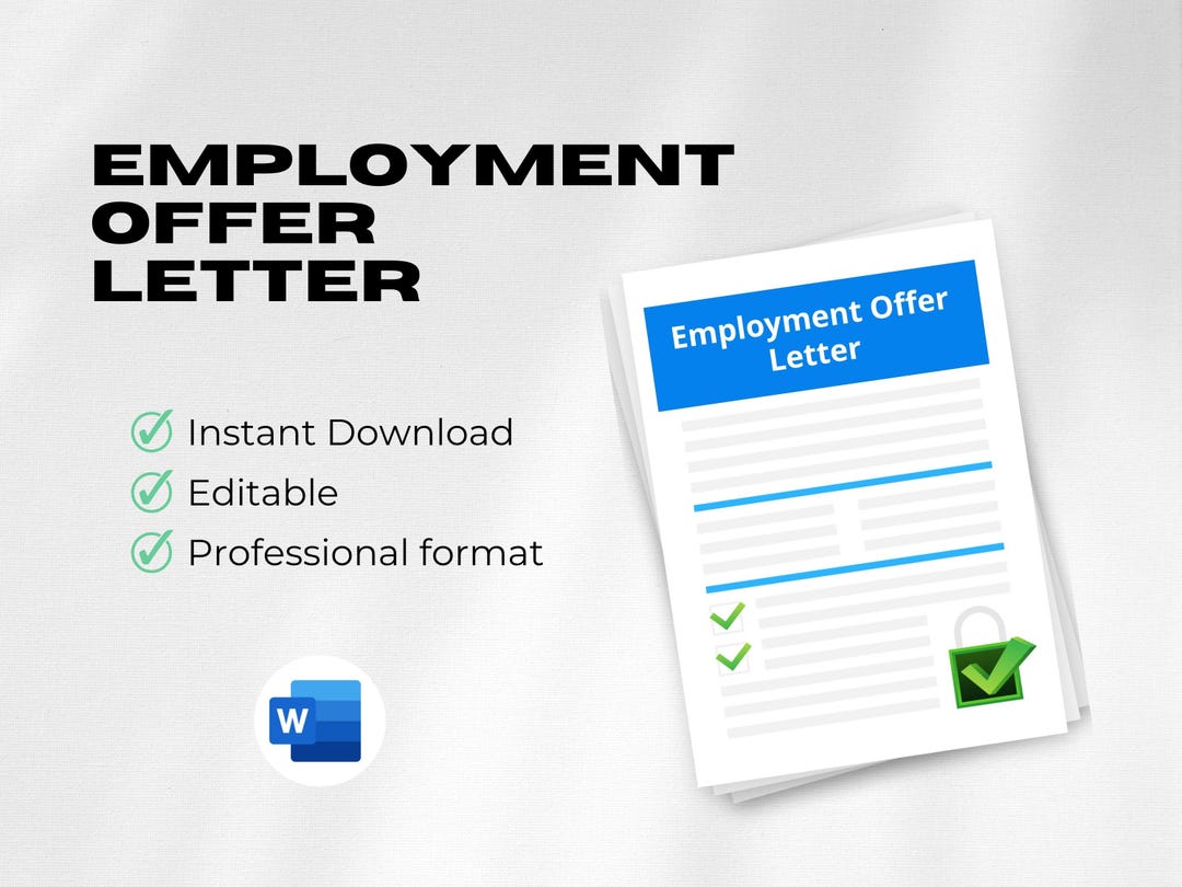 Employment Offer Letter Template Editable Word Contract - Etsy