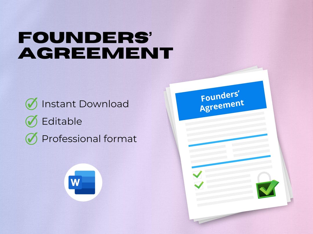 Founders & Shareholders Agreement Template Editable Word Contract - Etsy