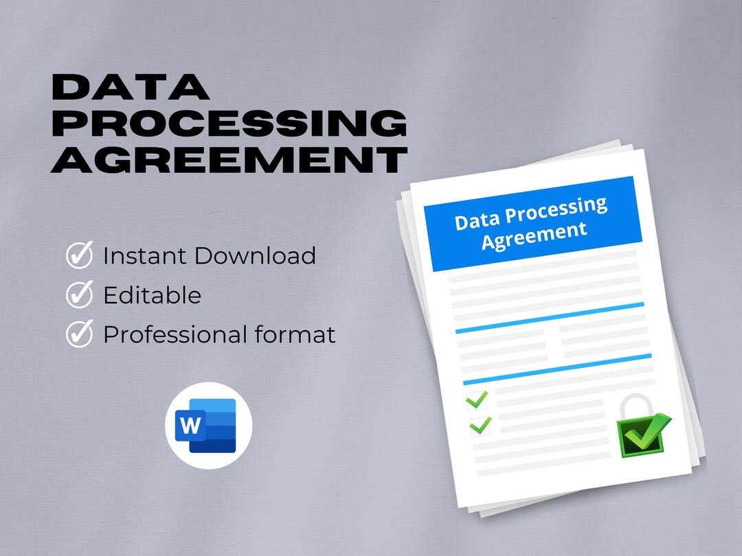 Gdpr Data Processing Agreement Dpa Template Editable Word Contract