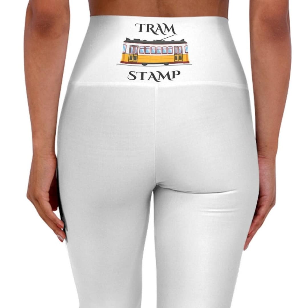 Tram Stamp Funny Leggings, Yoga Pants, Hilarious Exercise Clothes ...