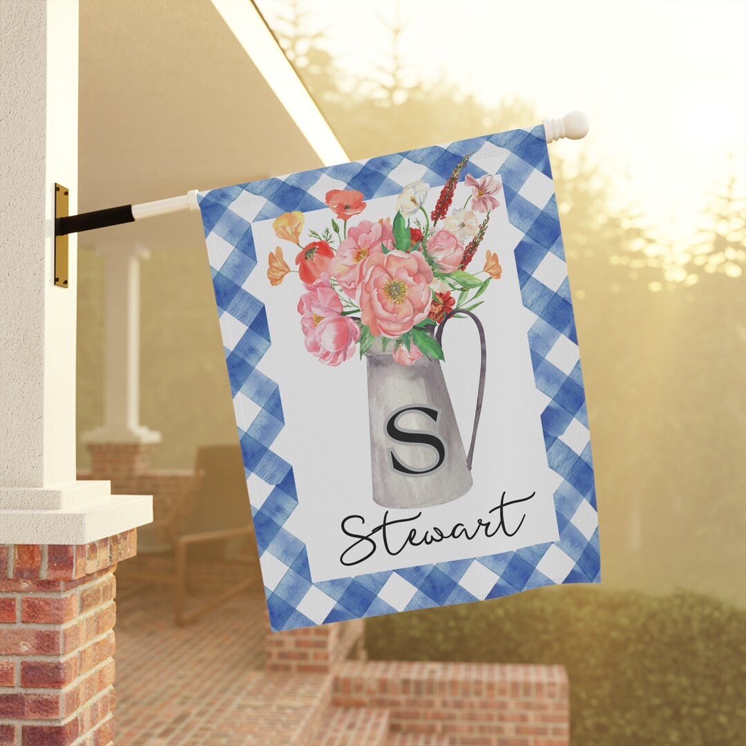 Personalized Floral Flags 2 Sizes, Custom Floral Flag With Initial and ...