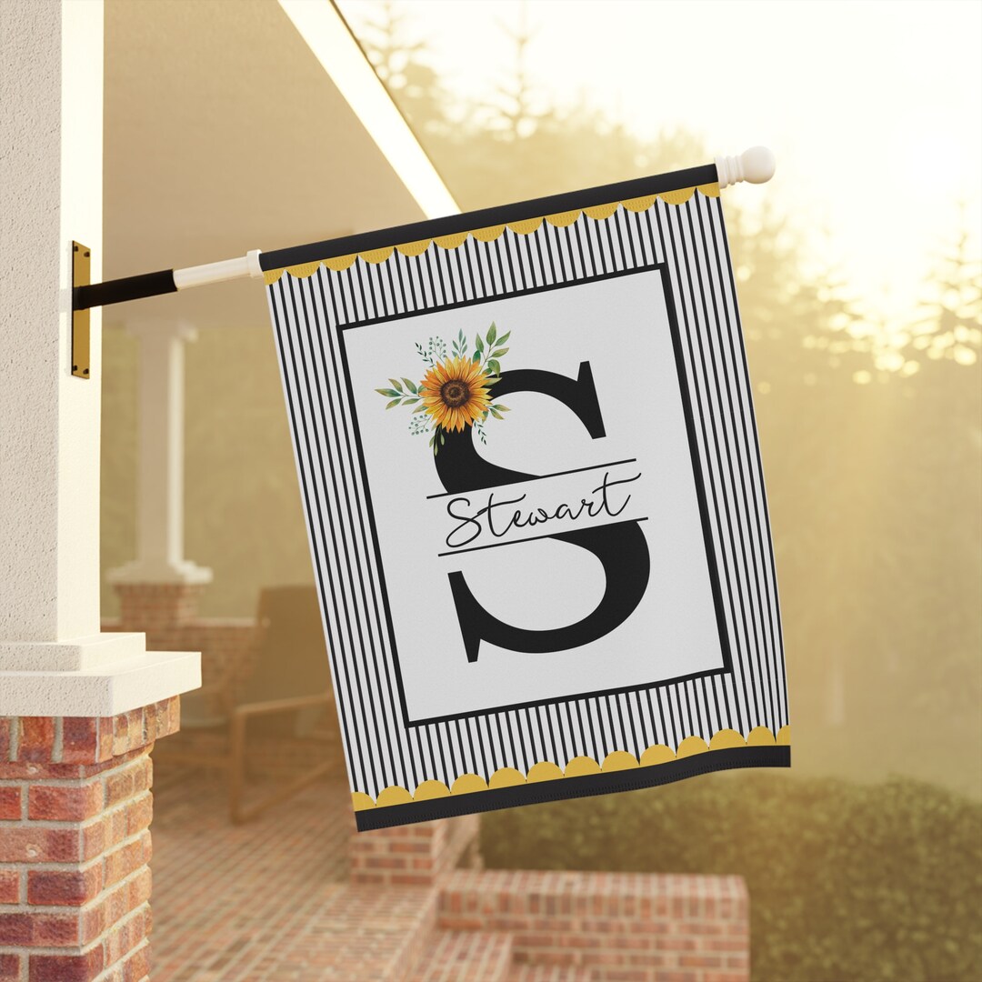 Personalized Sunflower Flags (2 Sizes), Custom Sunflower Flag With Initial and Last Name, Custom ...