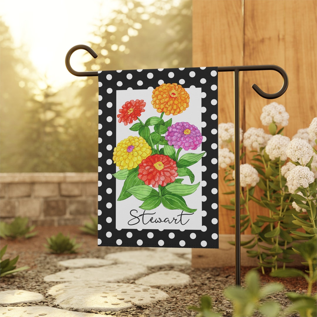 Personalized Zinnia Flags (2 Sizes), Custom Zinnia Flag With Initial ...