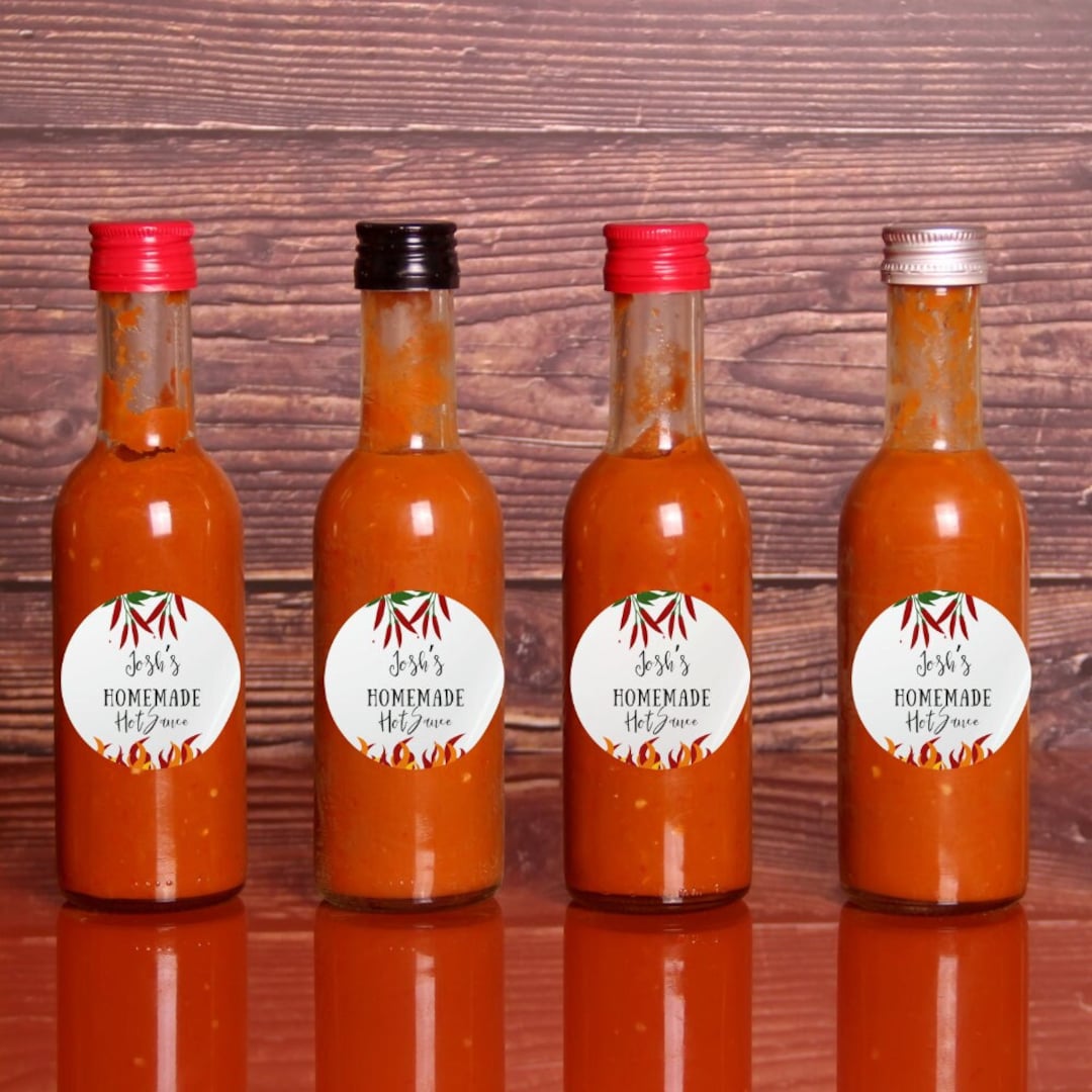 Custom Hot Sauce Round Sticker Label Rolls, Custom Name Hot Sauce ...