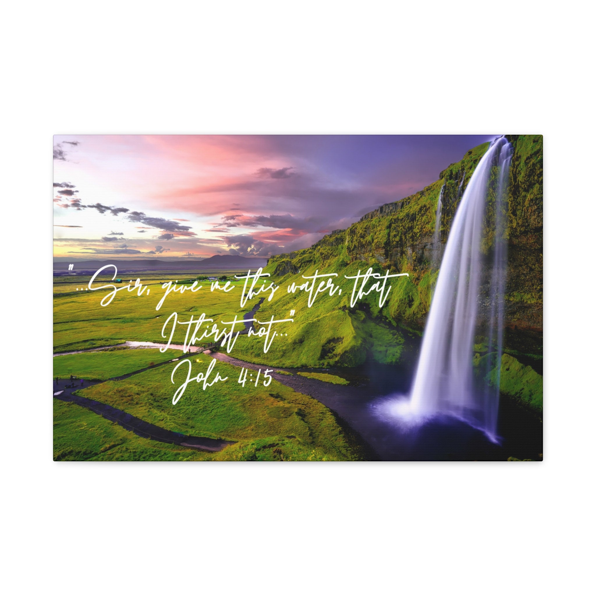 Waterfall Scripture Verse Print on Canvas, Waterfall Bible Verse on ...