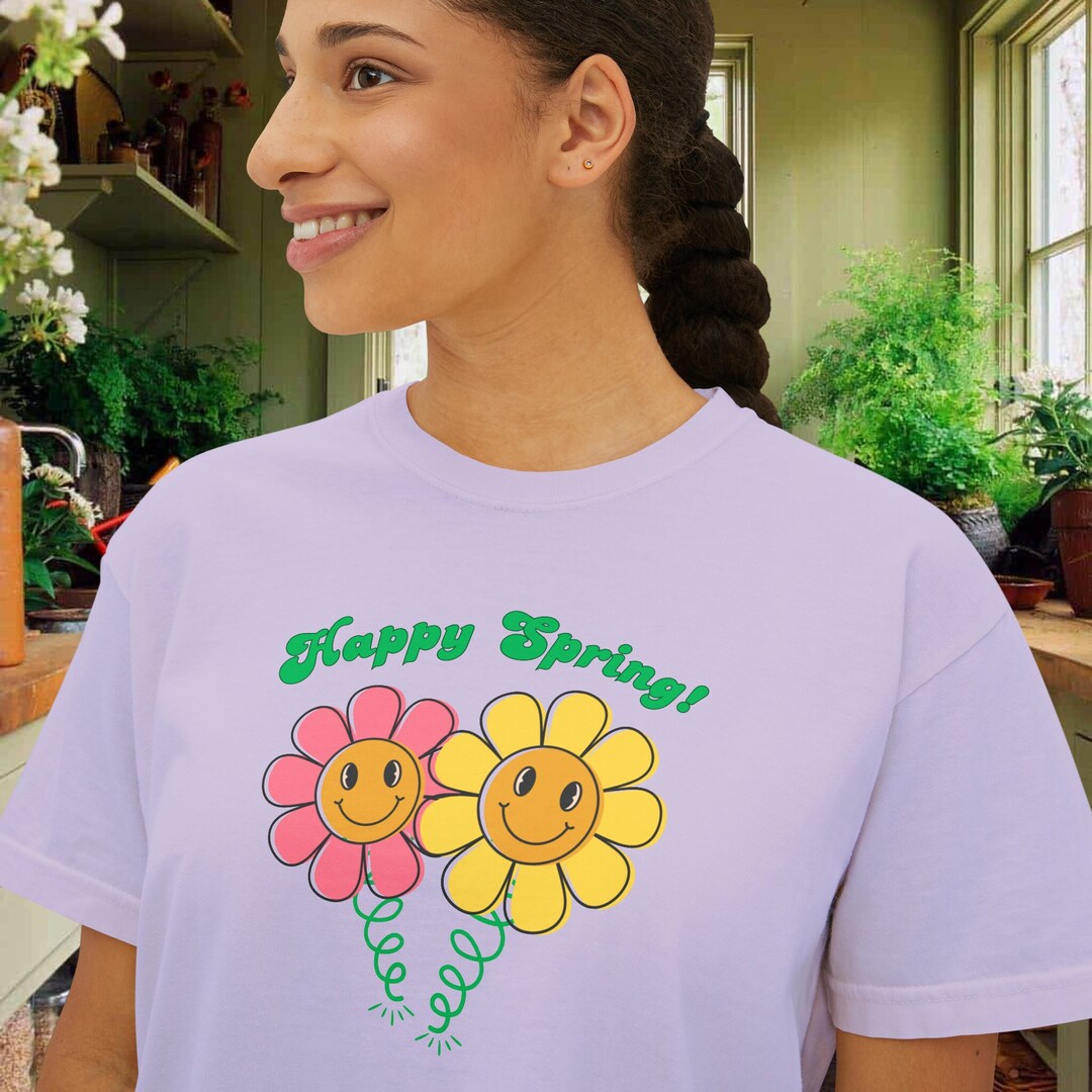 Happy Spring Women's Boxy Tee Comfort Colors, Spring Flower T-shirt for ...