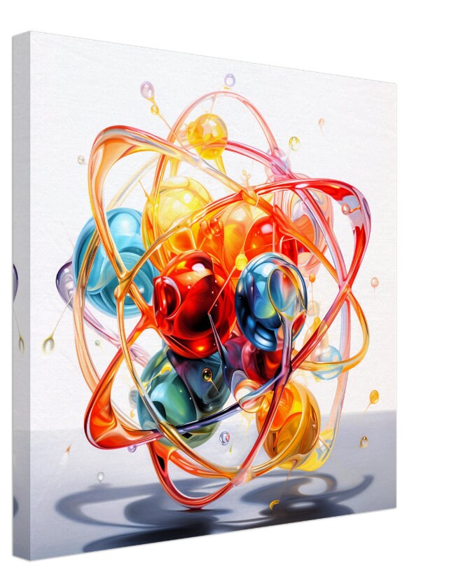 Atomic Energy Canvas Wall Art, Watercolor Painting Style Digital Art ...