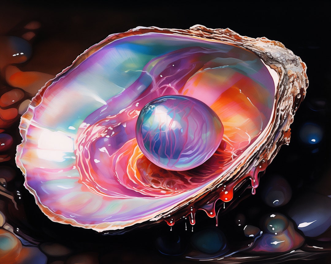 Striking Abalone Shell & Pearl Canvas Wall Art W/ a Hint of Surrealism ...